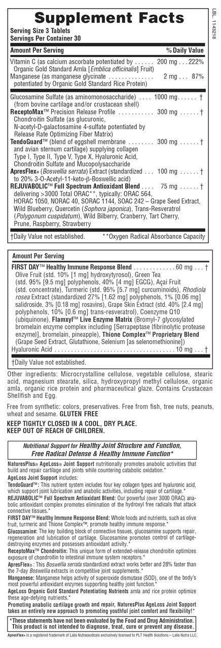 NATURE'S PLUS AGELOSS JOINT SUPPORT :: H&M Herbs & Vitamins